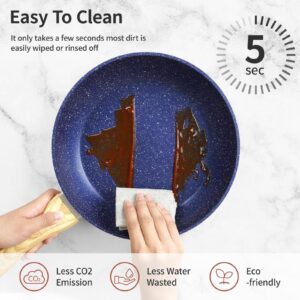 Innerwell Frying Pan Set with Lid, 8" & 10" Fry Pan Set with APEO & PFOA-Free Stone-Derived Interior, Nonstick Frying Pans,Nonstick Skillets Set, Induction Compatible, Star Blue