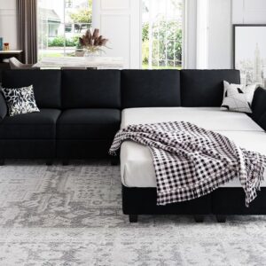 Belffin Modular Sofa Middle Module with Storage Accent Armless Chair for Modular Sectional Sofa Couch Velvet Black