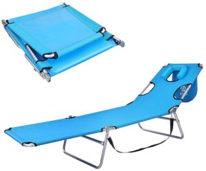 elevon foldable lightweight face down tanning chaise lounge chair with face and arm holes