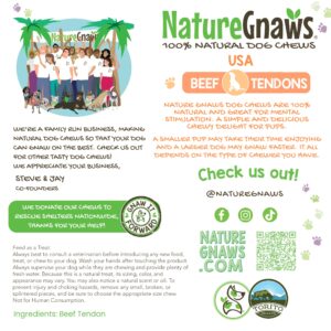 Nature Gnaws USA Beef Tendons for Dogs (8oz) - Mixed Thickness - Long Lasting for Aggressive Chewers - Premium Natural Beef Dog Chew Treats - Rawhide Free