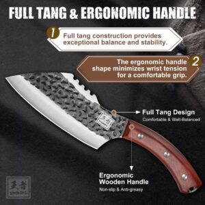 ENOKING Chef's Knife, 6.1" Viking Knife with Sheath Meat Cleaver Knife for Fish Meat Cutting, Full Tang Butcher Knife Janpanese Cooking Knives for Kitchen Camping Outdoor