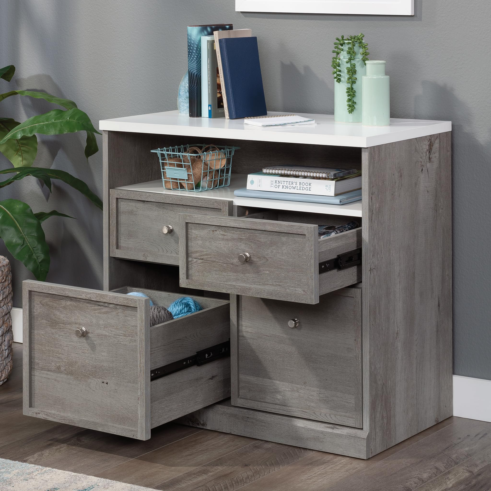 Sauder Craft Pro Series Craft Storage Cabinet with Drawers & Shelf, Mystic Oak Finish