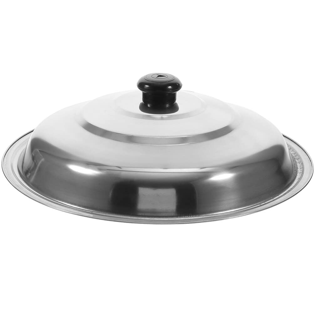 Stainless Steel Wok Lid 14 Inch Skillet Lid Round Dome Lid Microwave Lid Universal Pan Lid Stainless Steel Pan Lid 14 Inch Pan Lid Kitchen Pot Lid Pot Covers for Cooking Pan Cover