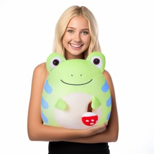 PLAYNICS Large Tree Frog Plush Pillow Stuffed Animal Toy,Big Size Cute Soft 14" Fat Kawaii Hugging Cuddle Huggable Plushie,Gift for Kids (Tree Frog)