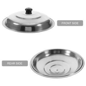 Stainless Steel Wok Lid 14 Inch Skillet Lid Round Dome Lid Microwave Lid Universal Pan Lid Stainless Steel Pan Lid 14 Inch Pan Lid Kitchen Pot Lid Pot Covers for Cooking Pan Cover