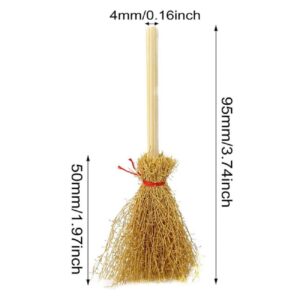 Mini Witches Broomstick Broom Halloween Straw Craft Brush Decorations Witches Wizard Accessory for Halloween Costume Cosplay Party