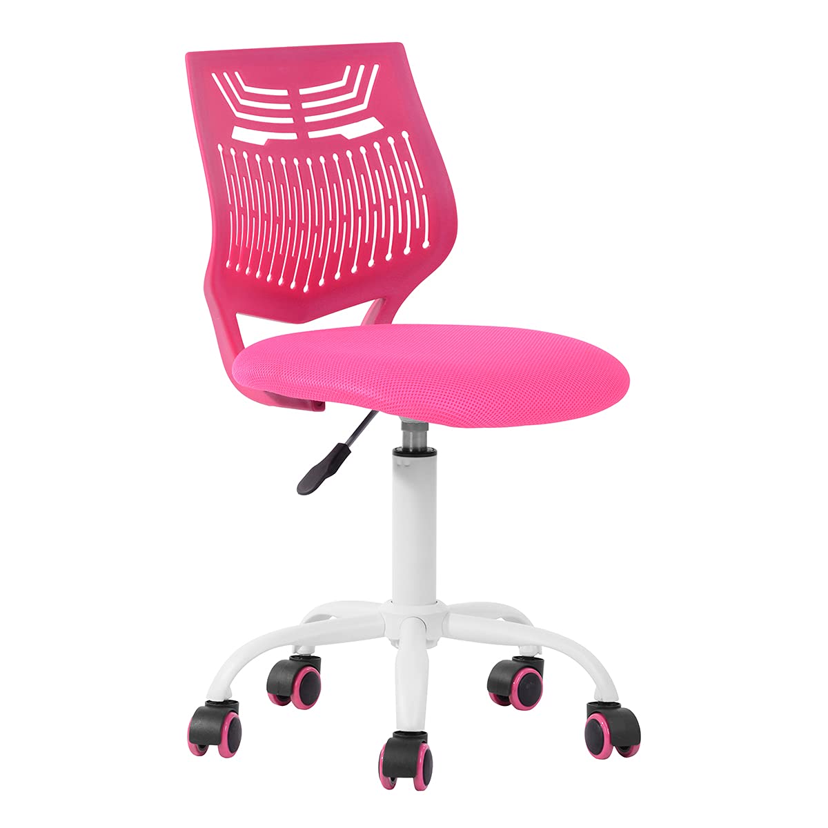 FurnitureR Desk Chair Armless Cute Home Office Desk Chair for Kids, Swivel Computer Task Chair Study Chair with Mesh Padded Cushion and Rolling Wheels for Child, Pink