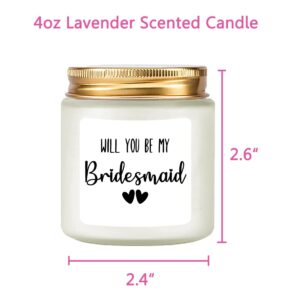 LAMIVEENLA Bridesmaid Gifts Scented Candle Lavender - Matron of Honor Gifts Gifts for Bridesmaids Matron of Honor Proposal Gifts Maid of Honor Proposal Gifts Soy Candle 4oz