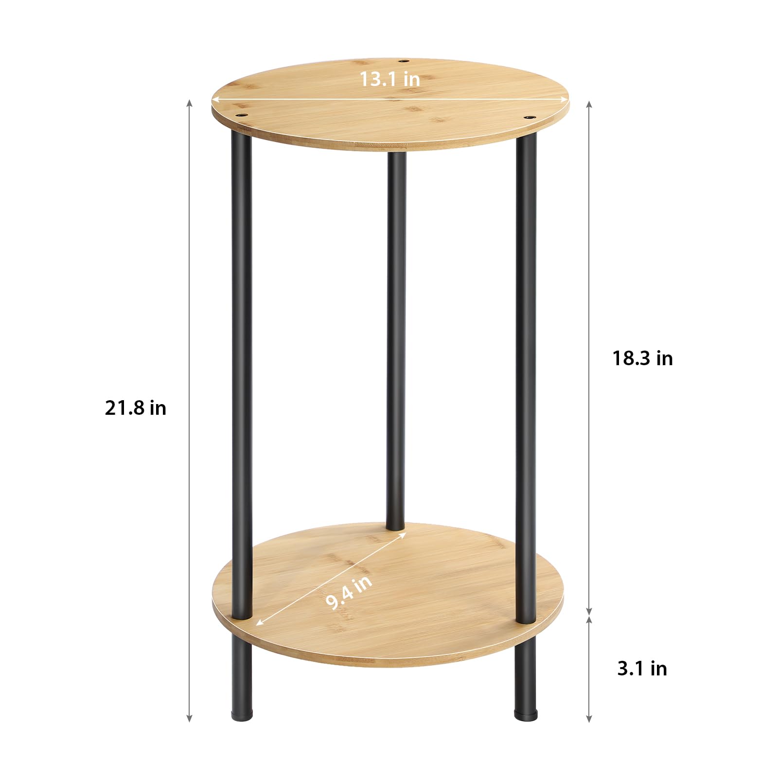 MOOACE End Tables Set of 2, Small Round Side Table, 2 Tier Nightstand Sofa Table Coffee Table with Storage Shelves for Living Room, Bedroom