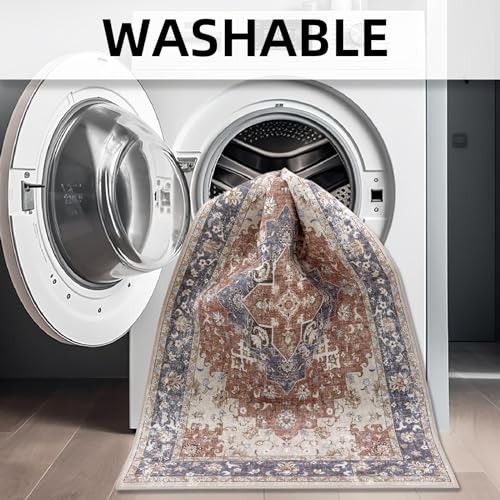 ILANGO Washable Area Rug 5'x7' Non Slip & Washable Rugs for Living Room, Lightweight Thin Carpet for High Traffic Area, Boho Area Rugs for Bedroom Dining Room Indoor