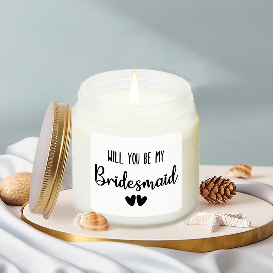 LAMIVEENLA Bridesmaid Gifts Scented Candle Lavender - Matron of Honor Gifts Gifts for Bridesmaids Matron of Honor Proposal Gifts Maid of Honor Proposal Gifts Soy Candle 4oz