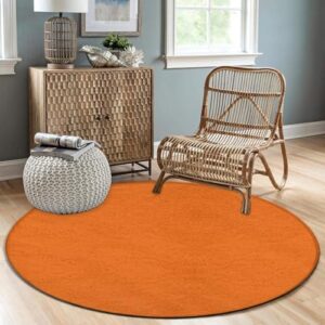 Home Decor Modern Round Area Rug, Non-Slip Kitchen Office Circle Rug, Room Sofa Yoga Soft Round Carpet Compatible with Orange 36inch(90cm)