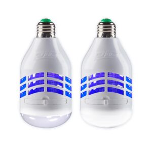 pic led bug zapper light bulb, compact mosquito zapper, electric insect killer, white, fit standard bulb socket, kills bug on contact, bug catcher for home, 2 pack