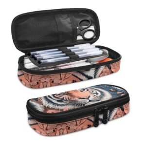 rivatimrio paper sculpture tiger pen bag large pencil case big capacity paper carving origami style pencil pouch pencil holder with zippers compartments kids adults