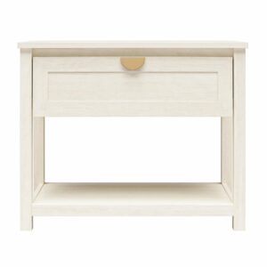 mr. kate primrose wide 1 drawer nightstand with open shelf, ivory oak