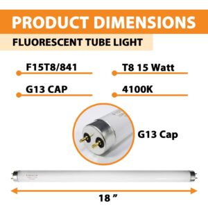 F15T8/CW 15 Watt Fluorescent Light Bulb T8 15 Watt Cool White Compatible with Philips Alto ECO GE Light Fixture G13 Base 18 Inches 6 Count