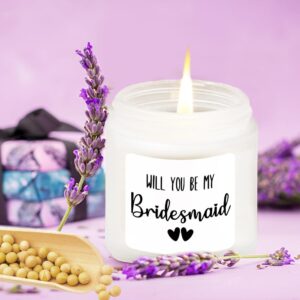 LAMIVEENLA Bridesmaid Gifts Scented Candle Lavender - Matron of Honor Gifts Gifts for Bridesmaids Matron of Honor Proposal Gifts Maid of Honor Proposal Gifts Soy Candle 4oz