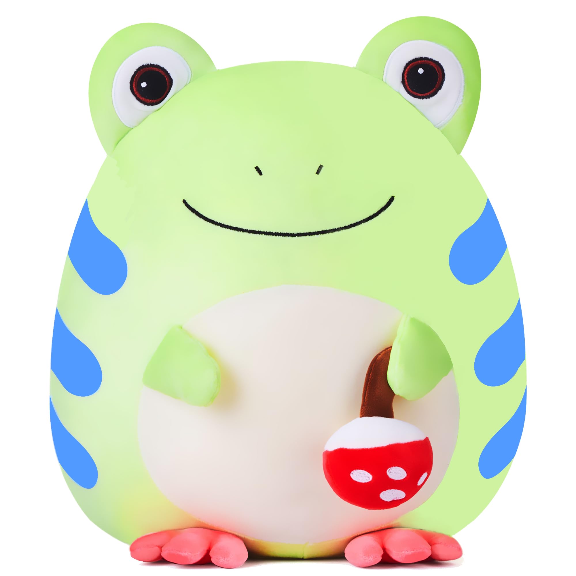 PLAYNICS Large Tree Frog Plush Pillow Stuffed Animal Toy,Big Size Cute Soft 14" Fat Kawaii Hugging Cuddle Huggable Plushie,Gift for Kids (Tree Frog)