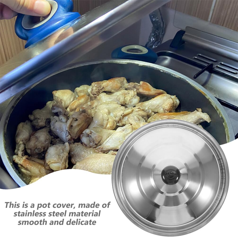 Stainless Steel Wok Lid 14 Inch Skillet Lid Round Dome Lid Microwave Lid Universal Pan Lid Stainless Steel Pan Lid 14 Inch Pan Lid Kitchen Pot Lid Pot Covers for Cooking Pan Cover