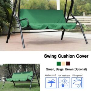 Swing Seat Cushion Cover, Outdoor Patio Swing Cushion Replacement 3 Seater Swing Seat Cushion Cover, Waterproof Garden Swing Chair Protection Cover, 150 x 50 x 10CM(Green)