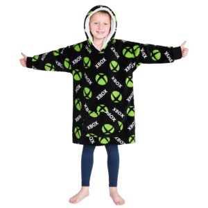 xbox fleece blanket hoodie for boys and teenagers - one size cosy kids oversized hoodie blanket - gamer gifts for boys