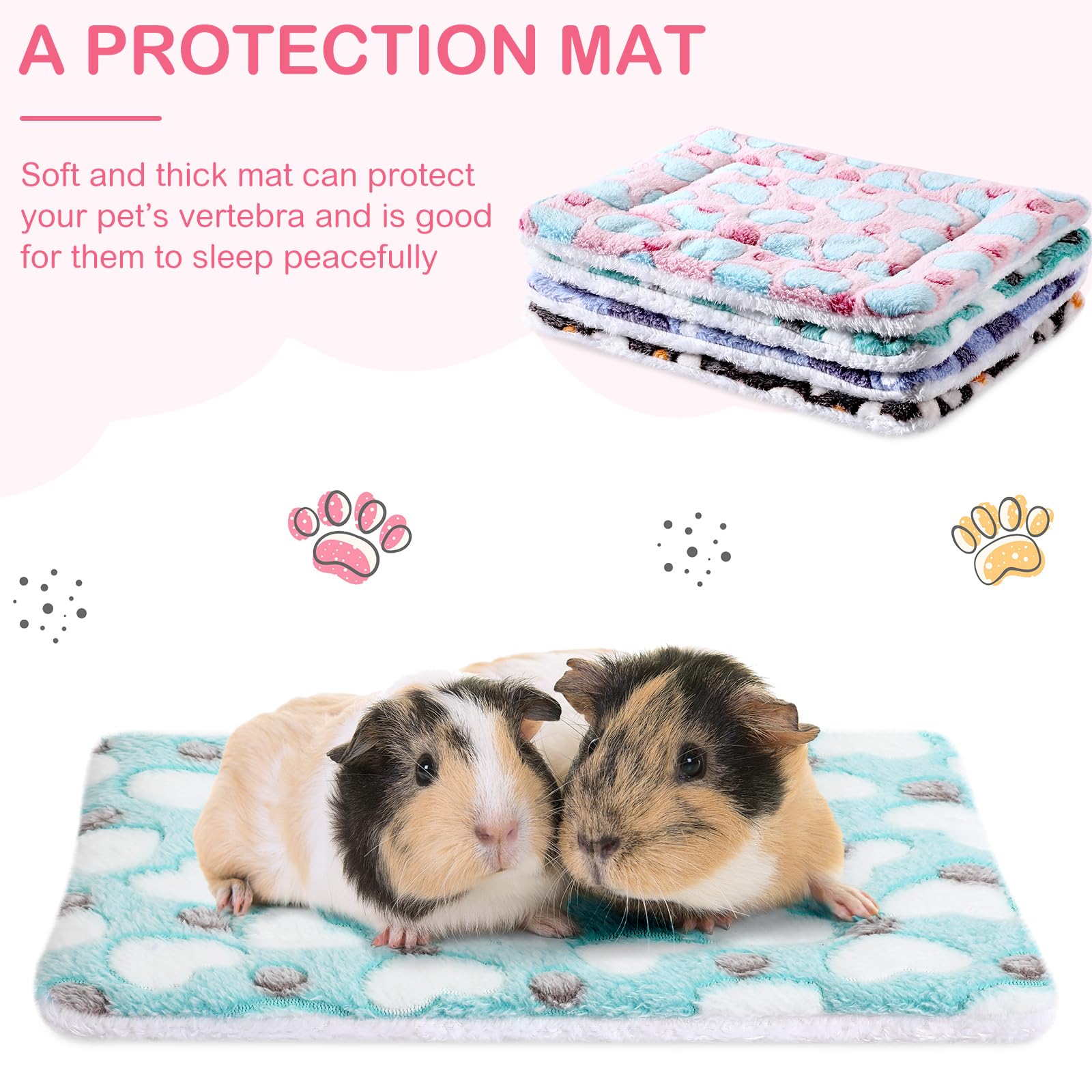 Tuanse 4 Pack Guinea Pig Bed Mat Bedding Rabbit Winter Bed Pad for Indoor Warm Small Animal Bed Mattres Fleece Sleeping Pad for Hedgehogs Bunny Ferrets Hamster (Heart,13 x 10 Inch)