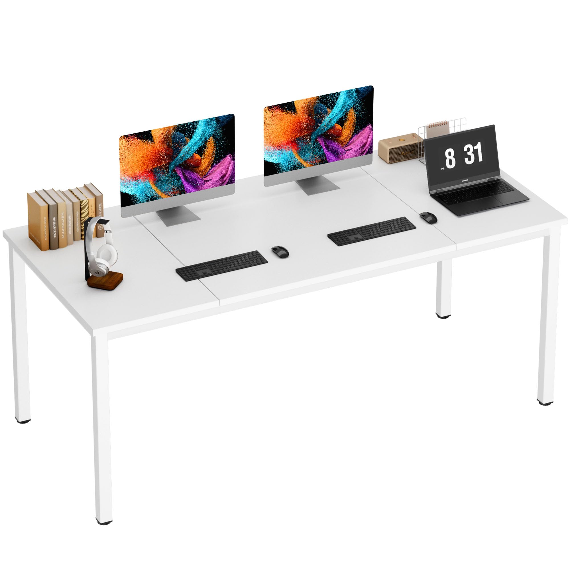 Need Large Computer Desk 70.8 x 31.5 inches Conference Table Large Office Desk Writing Table Workstation for Home Office,White 10FJGSAC3-180WW-ND