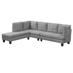 casa andrea milano modern sectional sofa l shaped couch with reversible chaise, large living room furniture, grey