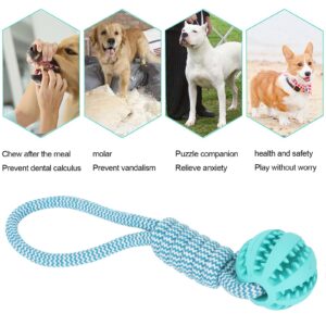 Dog Rope Toys Outdoor Cotton Rope Puzzle Balls for Puppy Small Medium Dogs Interactive Chew Toys for Aggressive chewers Rubber Dog Chewing Toys Pet Supply for Puppy Pet Dog Indoor Outdoor Dog(Blue)