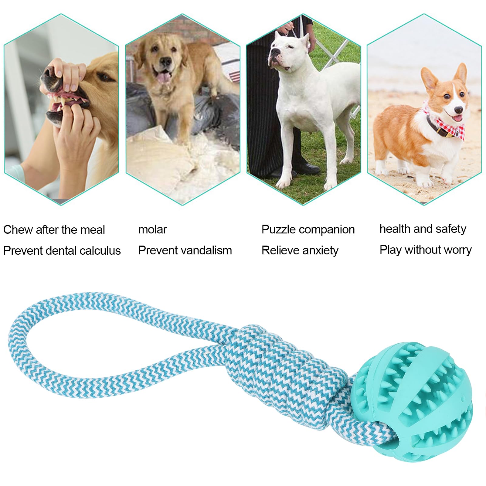 Dog Rope Toys Outdoor Cotton Rope Puzzle Balls for Puppy Small Medium Dogs Interactive Chew Toys for Aggressive chewers Rubber Dog Chewing Toys Pet Supply for Puppy Pet Dog Indoor Outdoor Dog(Blue)