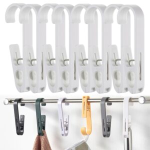 ibetterlife clothes pins heavy duty outdoor - 8 pcs large laundry hook hangers with clips closet organizer clamps hanging socks boot bras towels shower pegs for bathroom wardrobe kitchen office