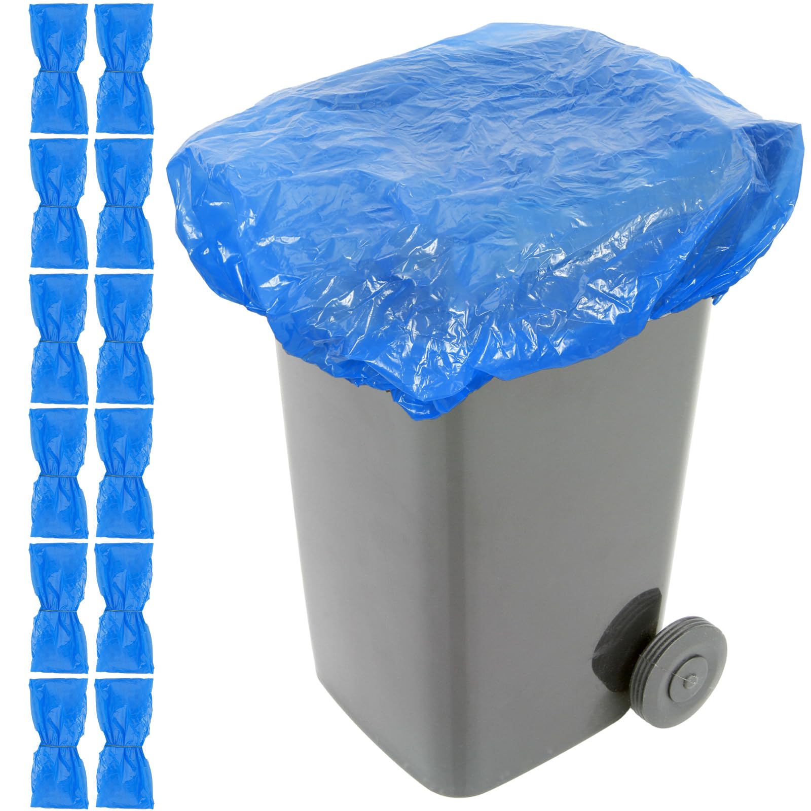 Yeaqee 12 Pcs Garbage Can Covers 90 Gallon Outside Extra Large Waste Container Cover Trash Odor Smell Buster with Elastic Rubber Band Plastic Dustproof Cover for Outside Household Kitchen Bin