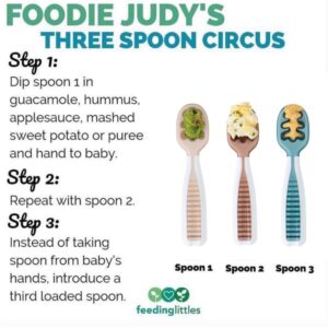 NumNum Baby Spoons Set, Feeding Littles x Silicone Pre-Spoon GOOtensils for Kids Aged 6+ Months - First Stage, Baby Led Weaning (BLW), Teething Spoon - Toddler Utensils - 3 Spoons, Neutrals