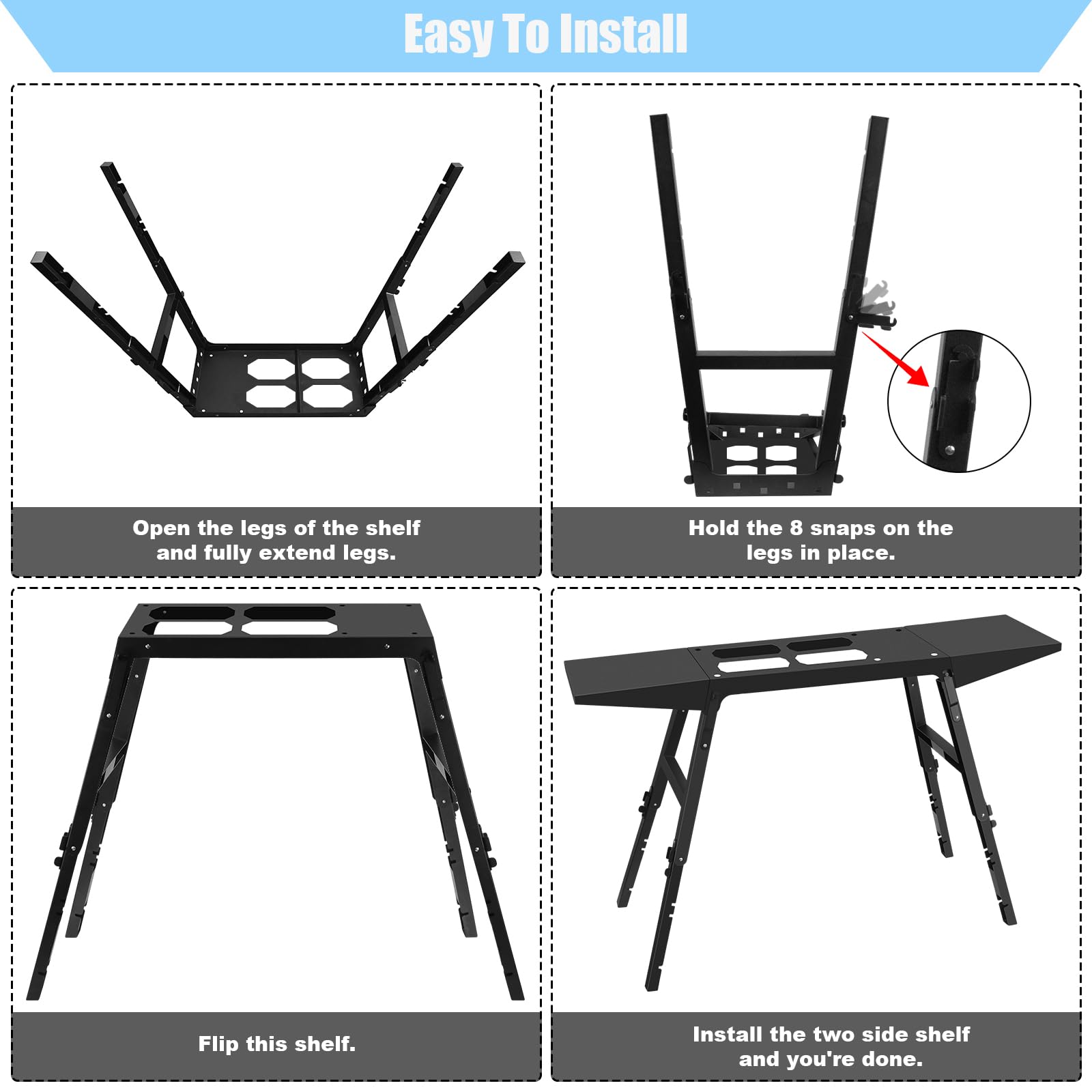 Raweao Universal Portable Griddle Stand - Grill Griddles Stand Fit for Blackstone 17” or 22” Propane Table Top Griddle with Two Side Shelf, Ideal for Outdoor Cooking & Camping