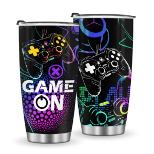 jekeno gamer mug tumbler boys gifts - gaming gamepad presents for kids teens men son dad boyfriend husband father easter birthday christmas video game controller cup 20oz stainless steel