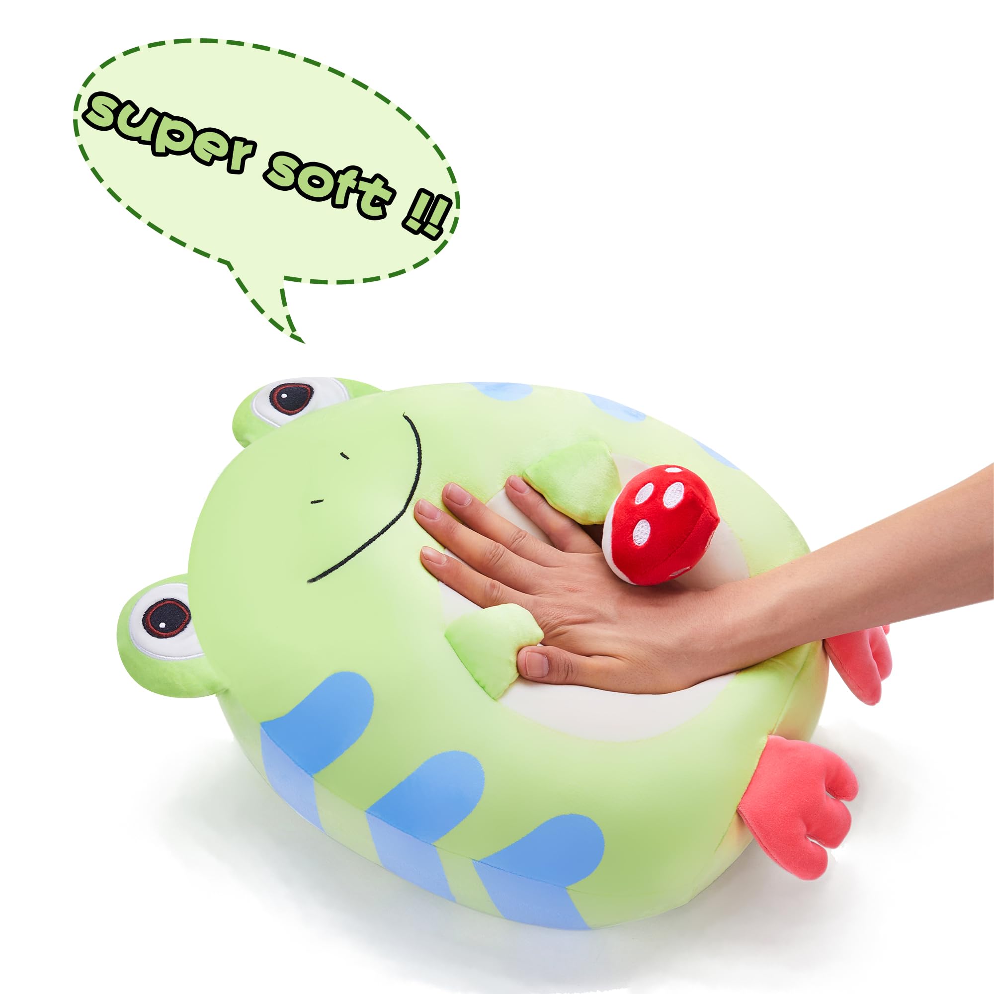 PLAYNICS Large Tree Frog Plush Pillow Stuffed Animal Toy,Big Size Cute Soft 14" Fat Kawaii Hugging Cuddle Huggable Plushie,Gift for Kids (Tree Frog)