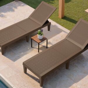 Greesum Outdoor Chaise Lounge Chairs Set of 2 with Adjustable Backrest, Waterproof PE Easy Assembly, Lightweight for Patio, Poolside, Beach, Yard, Dark Brown