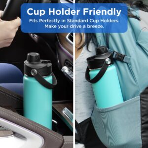 ThermoProof Hot & Cold Insulated Stainless Steel Water Bottle, Durable Leak Proof Gym Bottles for Men, Women & Kids, Double Walled Vacuum Bottles - 2 Lids (Blue, 22oz)