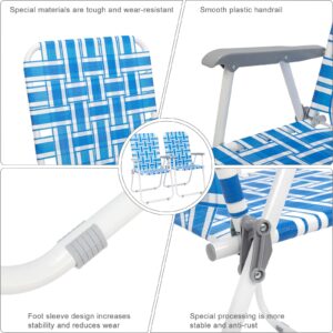 Set of 2 Patio Lawn Webbed Folding Chairs, Outdoor Beach Chair Portable Camping Chair, Webbed Folding Chair for Yard, Garden(Blue& White)