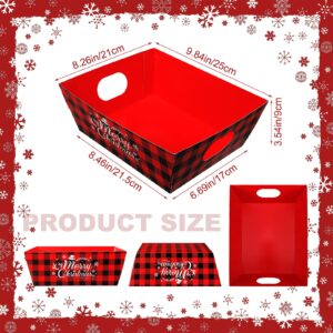 Cholemy 72 Pcs Christmas Gift Baskets Empty to Fill Kit DIY Basket for Gifts Empty Bulk 24 Market Tray Favor with Handles 24 Clear Basket Bags 24 Bows for Xmas Holiday Birthday(Buffalo Plaid)