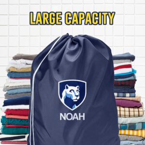 Personalized Laundry Bag, Custom Nylon Laundry Bag with Drawstring Closure, Dorm Room Essentials For College Students Girls and Guys Add Your College Logo or Your Team Design