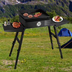 Raweao Universal Portable Griddle Stand - Grill Griddles Stand Fit for Blackstone 17” or 22” Propane Table Top Griddle with Two Side Shelf, Ideal for Outdoor Cooking & Camping