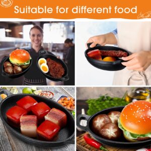 Mifoci 6 Pcs 16 oz 8.7'' x 4.7'' Oval Serving Dish Mini Cast Iron Skillet Cast Iron Baking Pan Sizzling Plate Matte Black Gratin Cookware for Home Restaurant Kitchen Food Service Barbecue