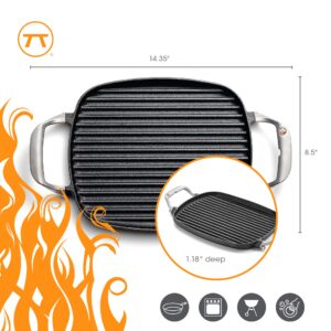 Outset Cast Iron Grill Pan With Ridges 8.5” x 14.25” x 1.5”