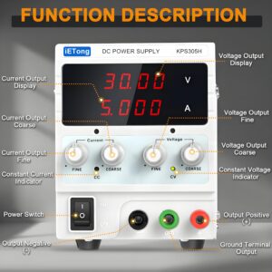 DC Power Supply Variable,Adjustable Bench Lab Power Supply 30V 5A,with High Precision Display 10mV 1mA, Power for Hobbyist, Electroplating,DIY Projects