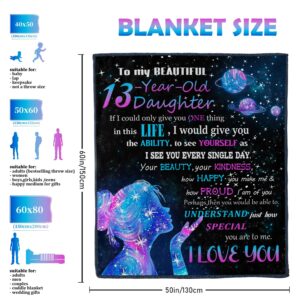 Akoigun 13th Birthday Gifts for Girls, 13 Year Old Girl Gifts Blanket for Women, Best Gifts for 13 Year Old Girls, 13 Year Old Girl Gift Ideas, 13th Birthday Decorations for Girl Throw Blanket 60"X50"