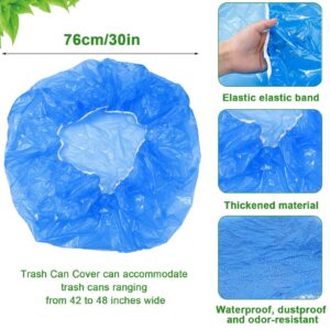 Yeaqee 12 Pcs Garbage Can Covers 90 Gallon Outside Extra Large Waste Container Cover Trash Odor Smell Buster with Elastic Rubber Band Plastic Dustproof Cover for Outside Household Kitchen Bin