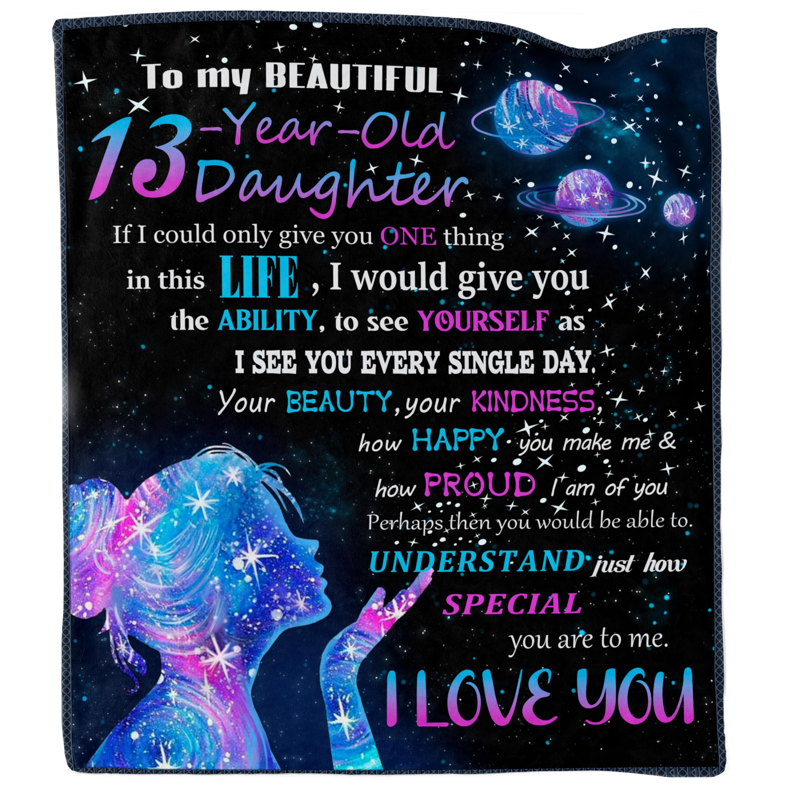 Akoigun 13th Birthday Gifts for Girls, 13 Year Old Girl Gifts Blanket for Women, Best Gifts for 13 Year Old Girls, 13 Year Old Girl Gift Ideas, 13th Birthday Decorations for Girl Throw Blanket 60"X50"