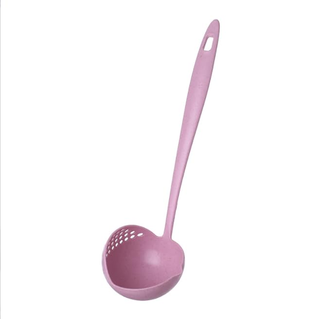 2 In 1 Kitchen Ladle Soup Pan Spoon with Filter Strainer (Pink)