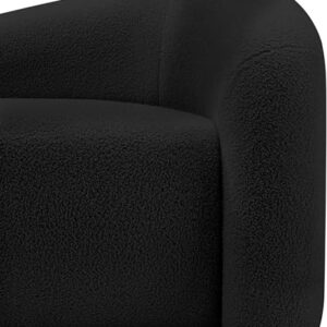 Meridian Furniture 186Black-S Kali Collection Modern | Contemporary Sofa with Soft Black Faux Shearling Teddy Fabric, Curved Back, 86" W x 33" D x 27" H, Black